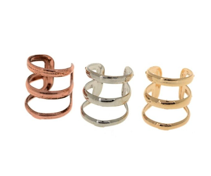 3pcs Gold & Silver & Bronze Tone Cartilage Helix Ear Cuff 3 Hoops ...